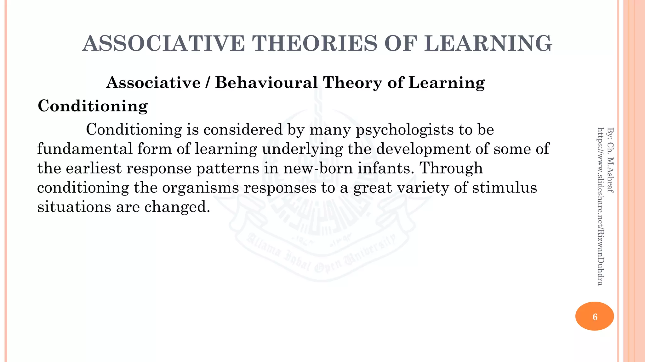 ASSOCIATIVE THEORIES OF LEARNING | PDF