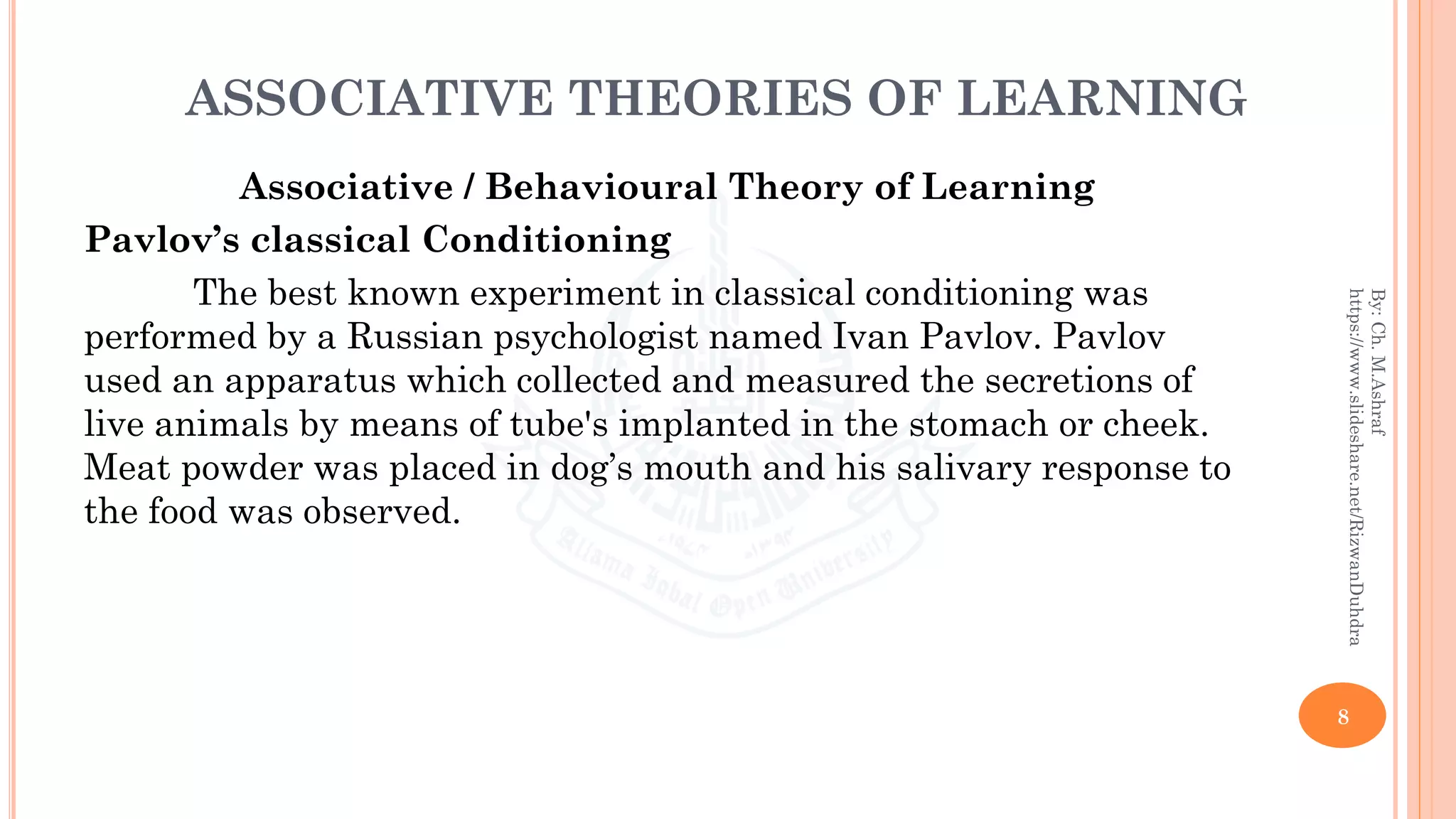 ASSOCIATIVE THEORIES OF LEARNING | PDF