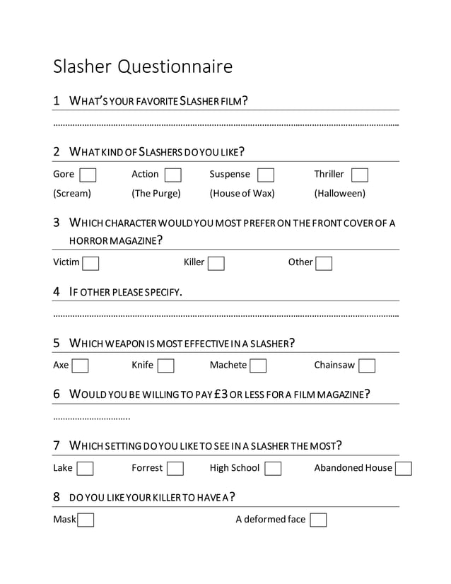 6B.Slasher Questionnaire | PDF
