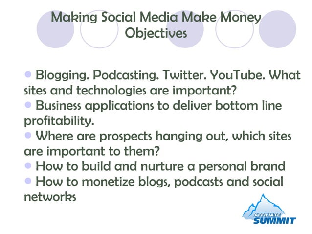 Making Social Media Make Money: Ten Strategies | PPT