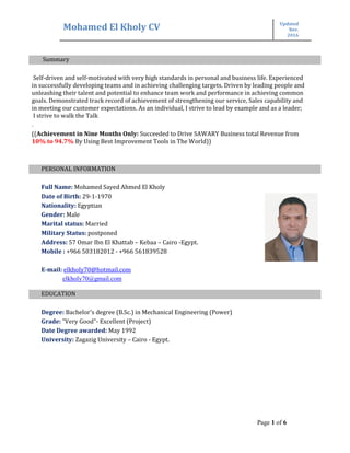 Mohamed El Kholy CV updated Nov. 2016 | PDF