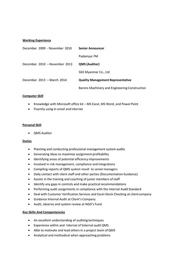 Kyaw Zin Aung CV | PDF