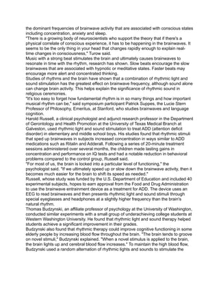 Stanford University - Therapeutic Benefits of Musical Rhythm | PDF