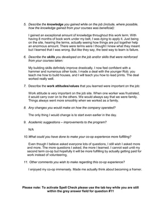 CO_OP WORK REPORT SUMMER 12 | PDF