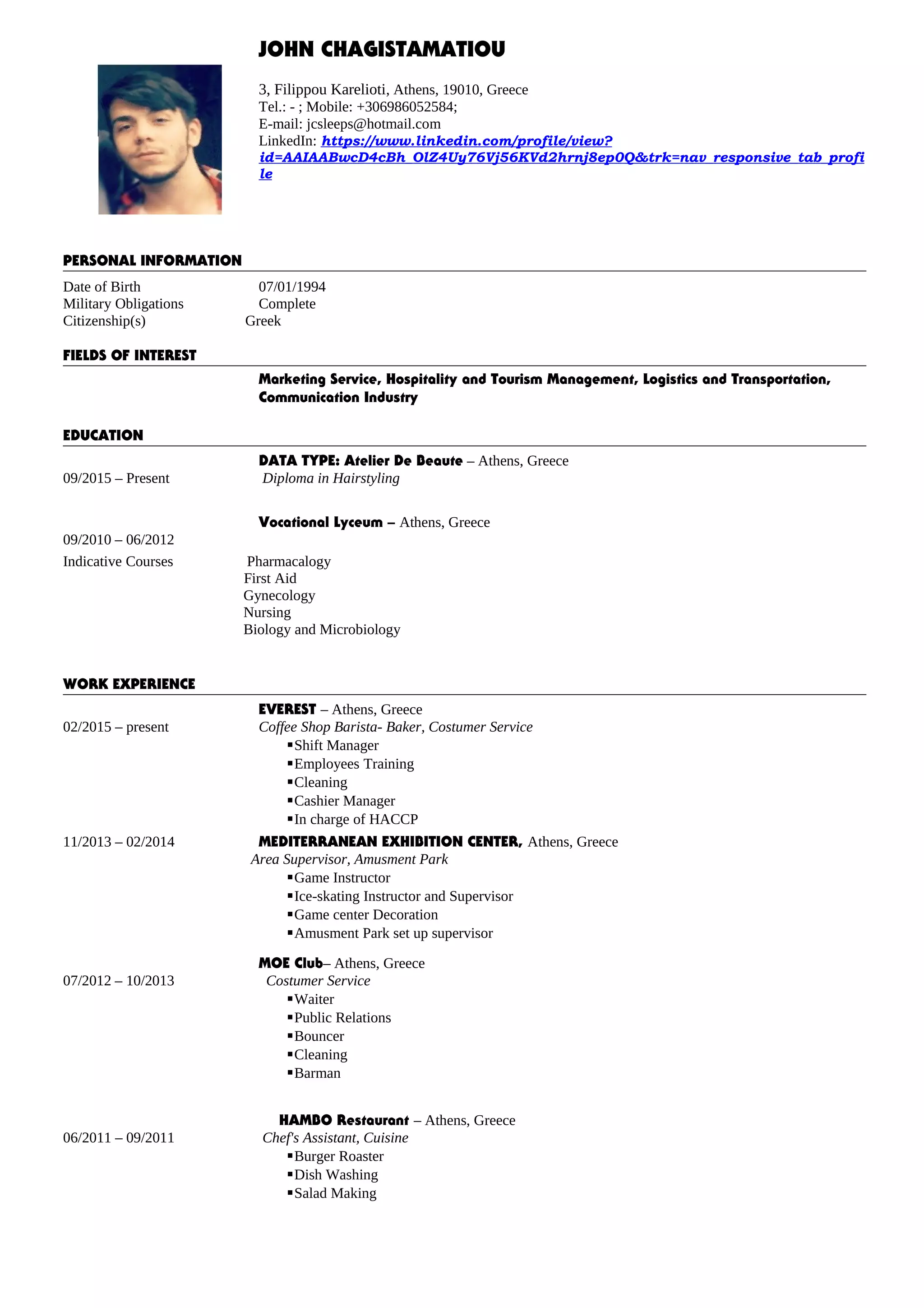 JOHN CHAGISTAMATIOU-CV | PDF