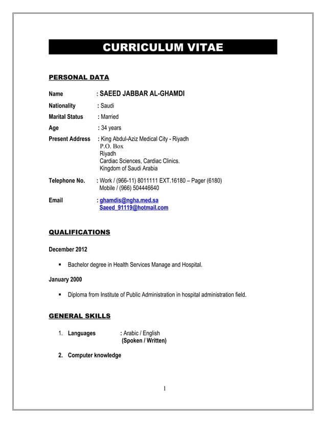 CURRICULUM VITAE SAEED1 | PDF