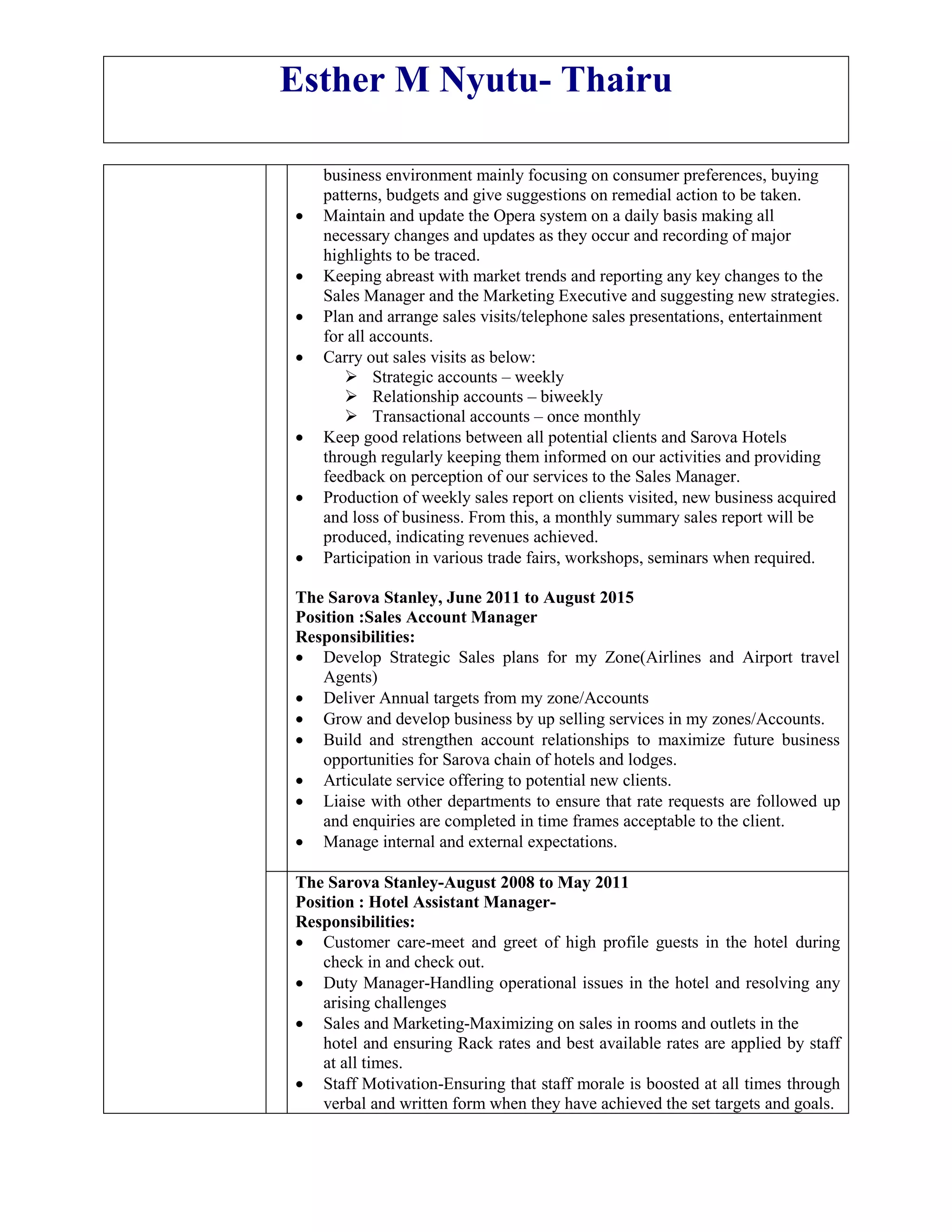 Esther Muthoni Thairu -Resume | PDF