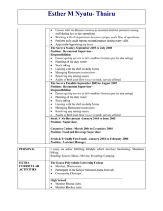Esther Muthoni Thairu -Resume | PDF