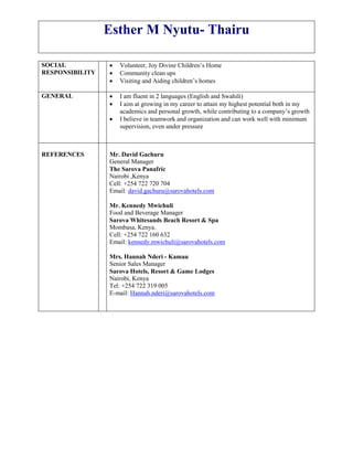 Esther Muthoni Thairu -Resume | PDF