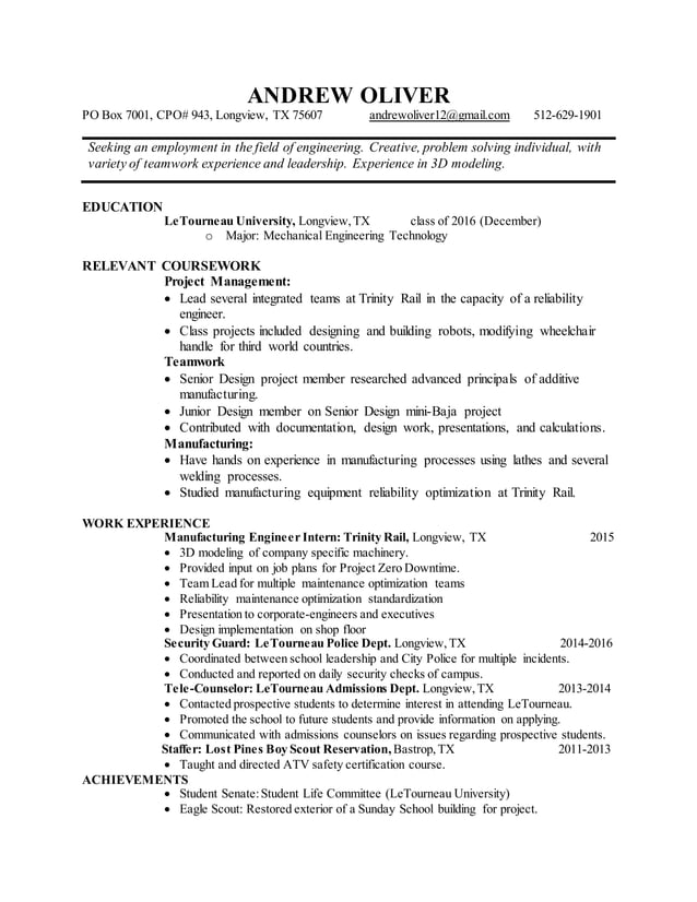 ANDREW OLIVER Resume | PDF