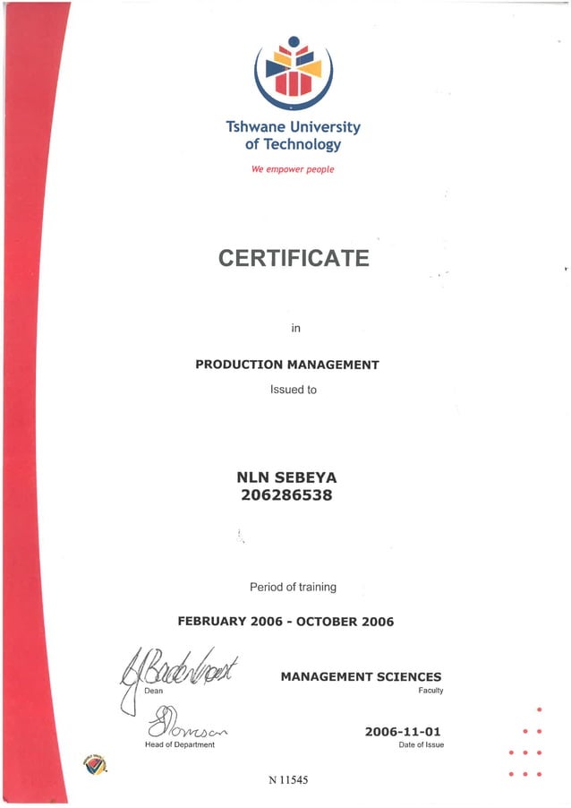 Production Man. certification | PDF