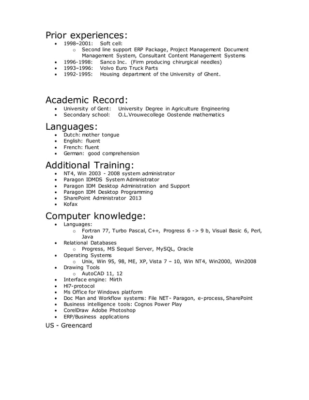 CV Koen Haegebaert | DOCX | Computing | Technology & Computing