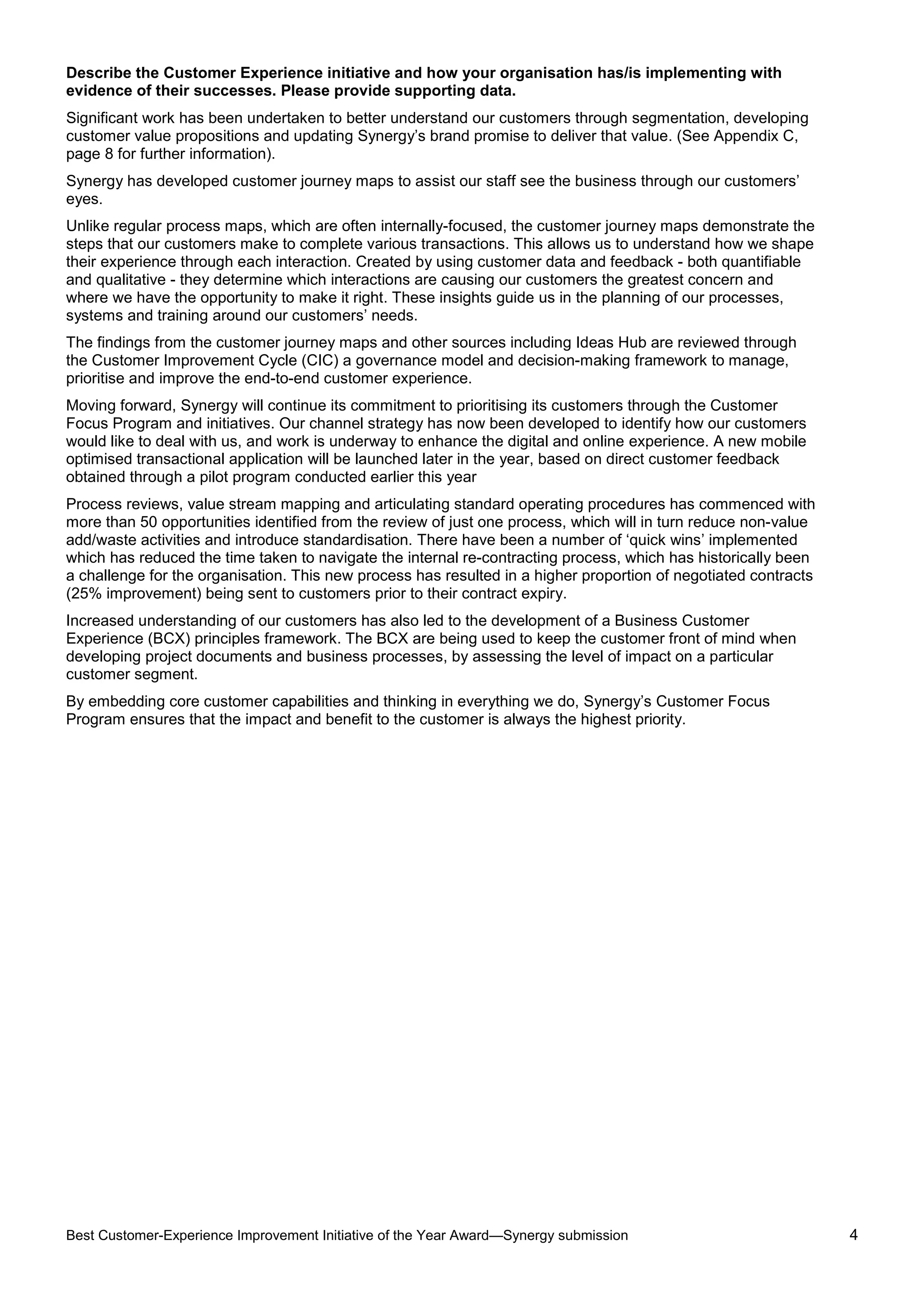 Synergy Process Excellence Awards 2014 | PDF