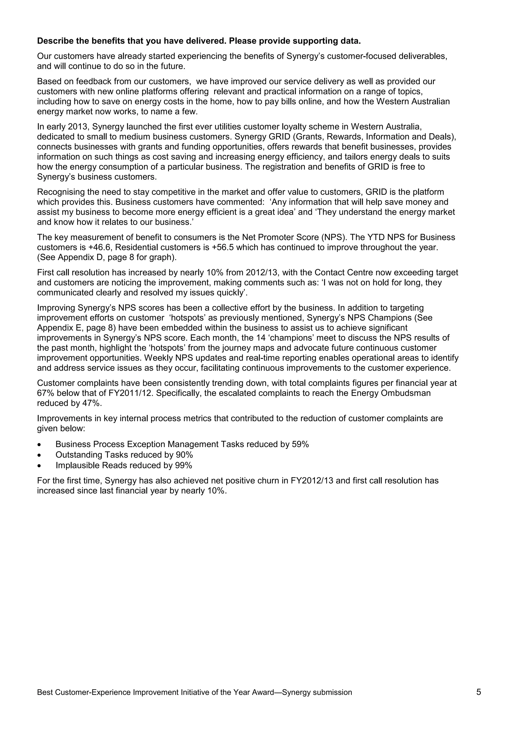 Synergy Process Excellence Awards 2014 | PDF