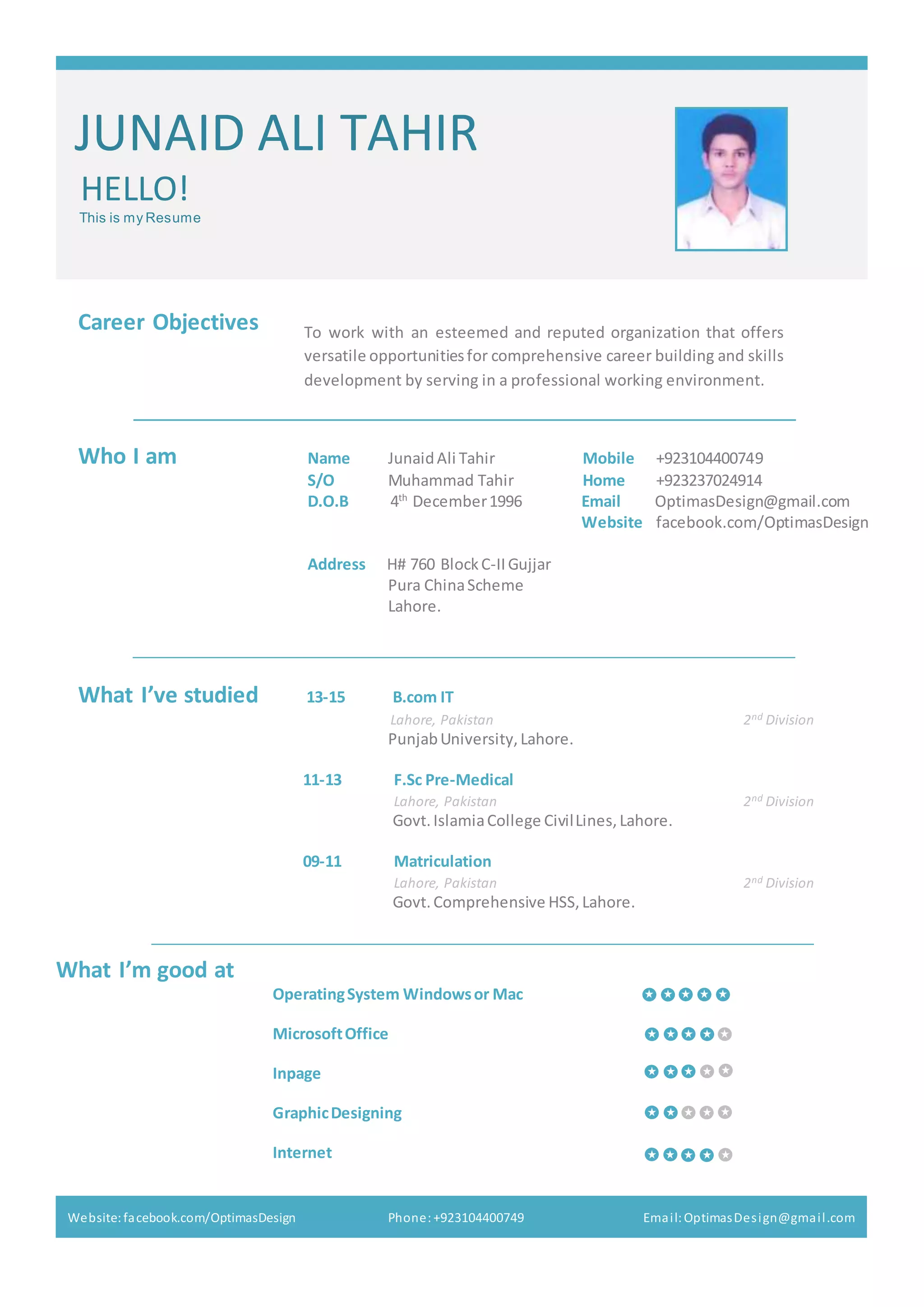 Resume-Junaid Ali Tahir | PDF Resume-Junaid Ali Tahir | PDF