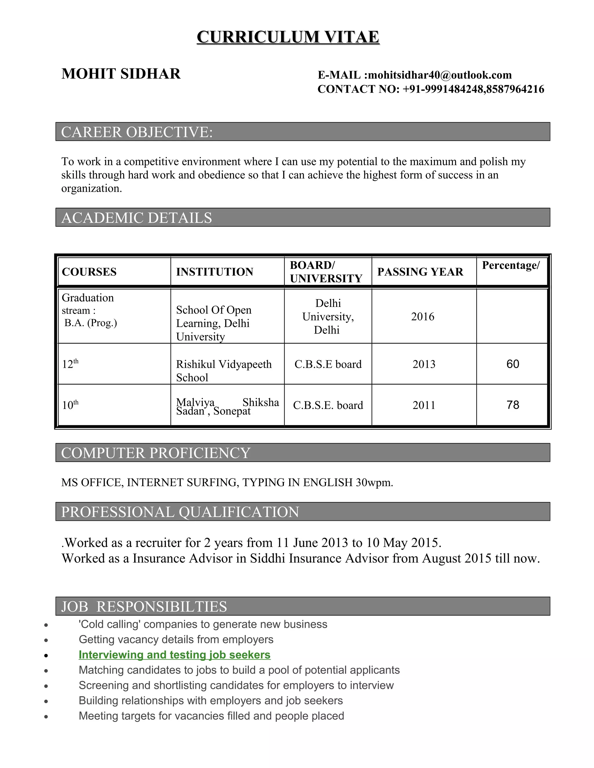 mohit cv2 | PDF