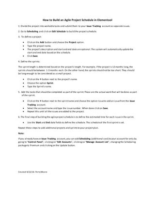 How to Build an Agile Project Schedule in Elementool | PDF