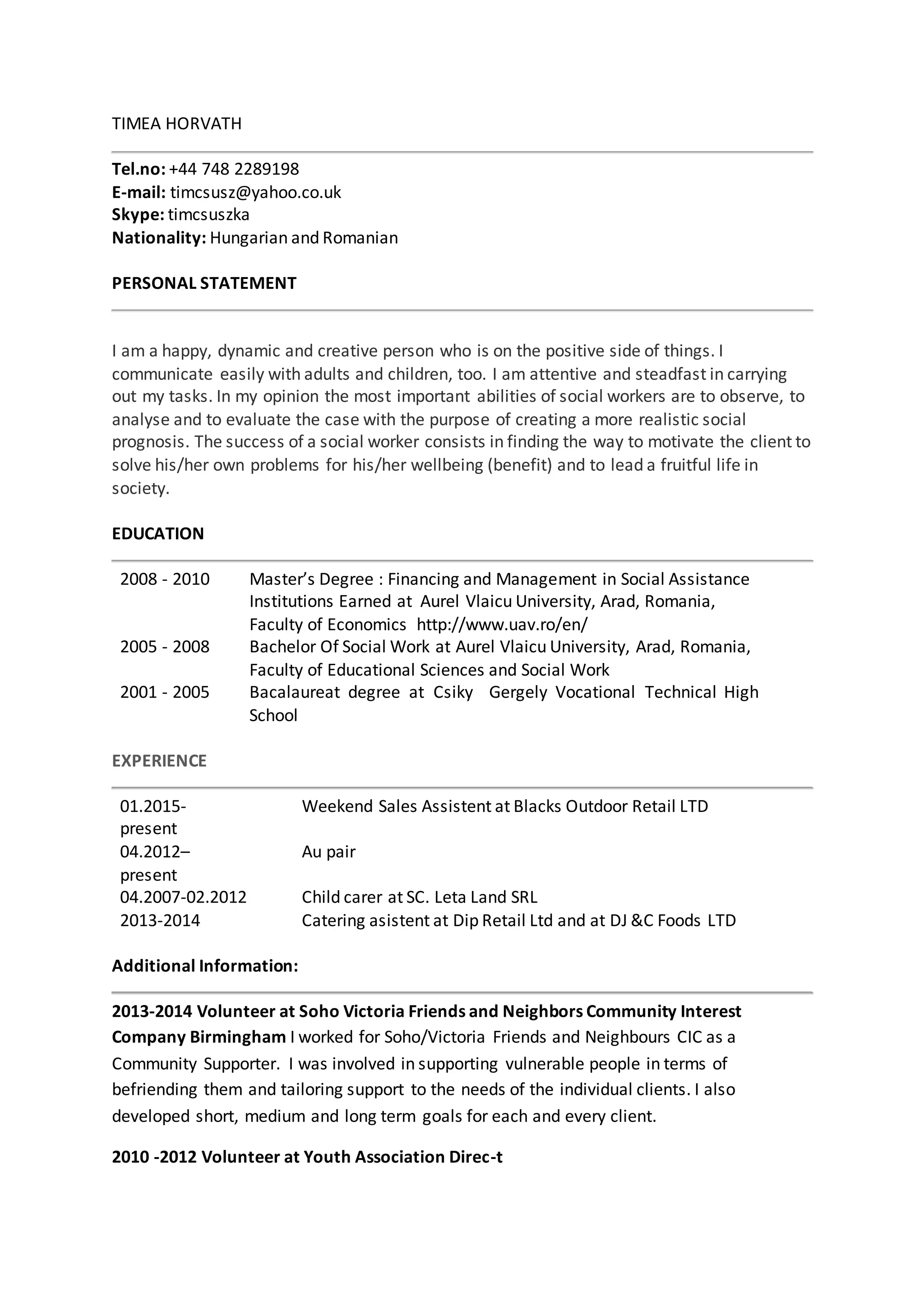 TimeaHorvathCv 2 old1 | DOCX