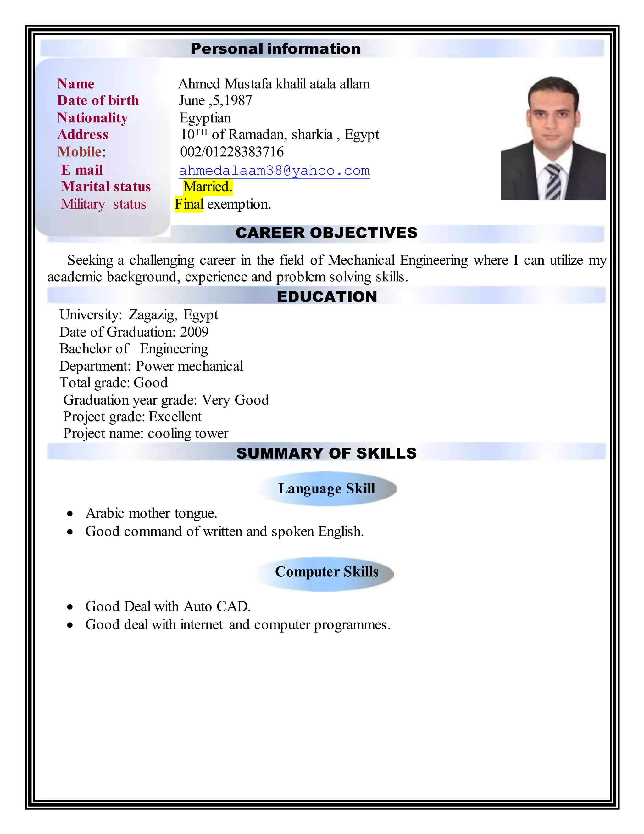 Ahmed Cv | DOCX