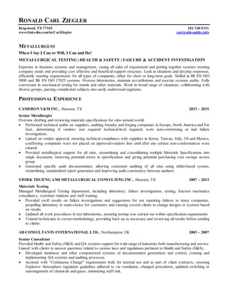 Ziegler Ronald Metallurgist Resume | DOCX