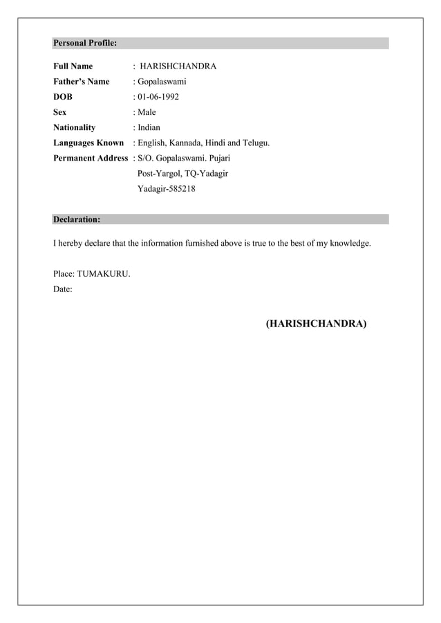 harishchandra's resume Normal | PDF