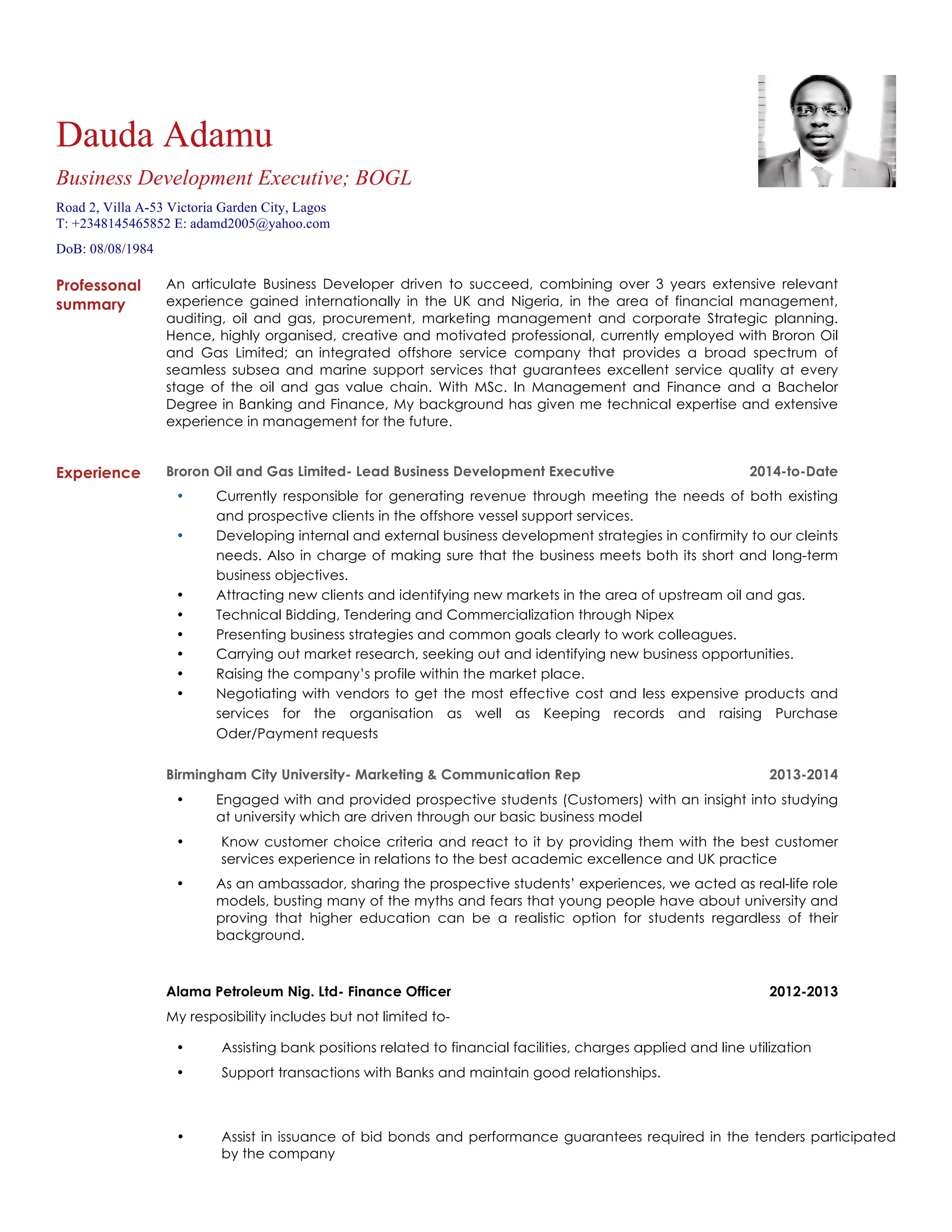 Dauda Adamu originalCV2 | PDF