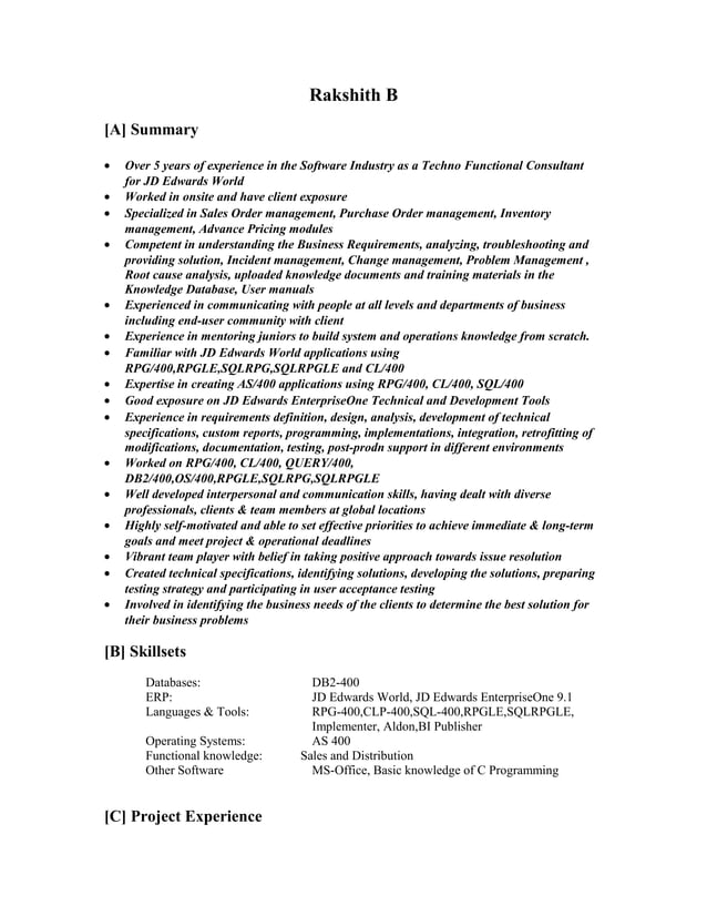 Rakshith Ballal Resume | DOC