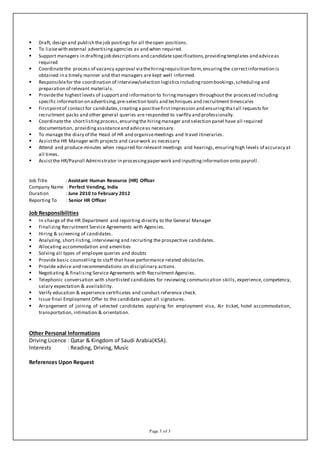 Resume Sam Jamal 2016 HR Professional | DOCX