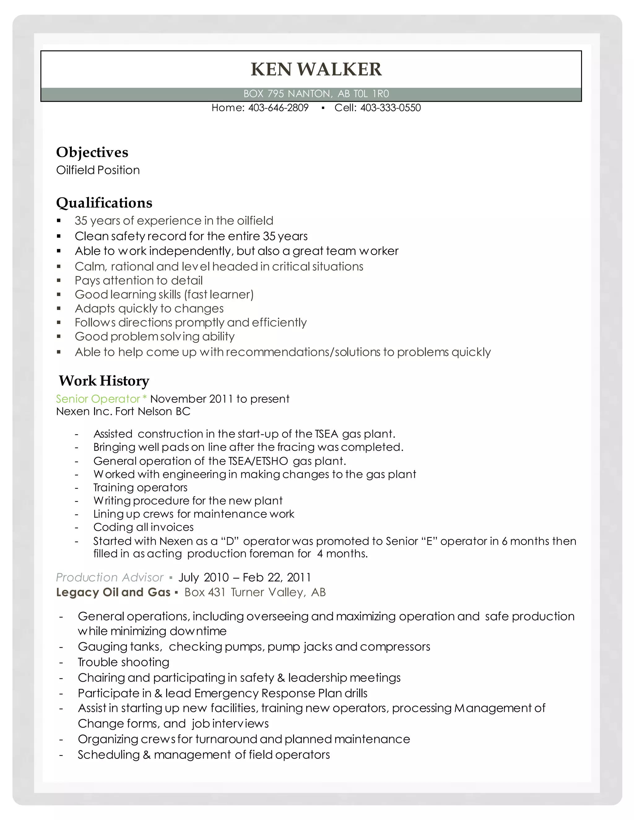 Ken Walker Resume | DOCX