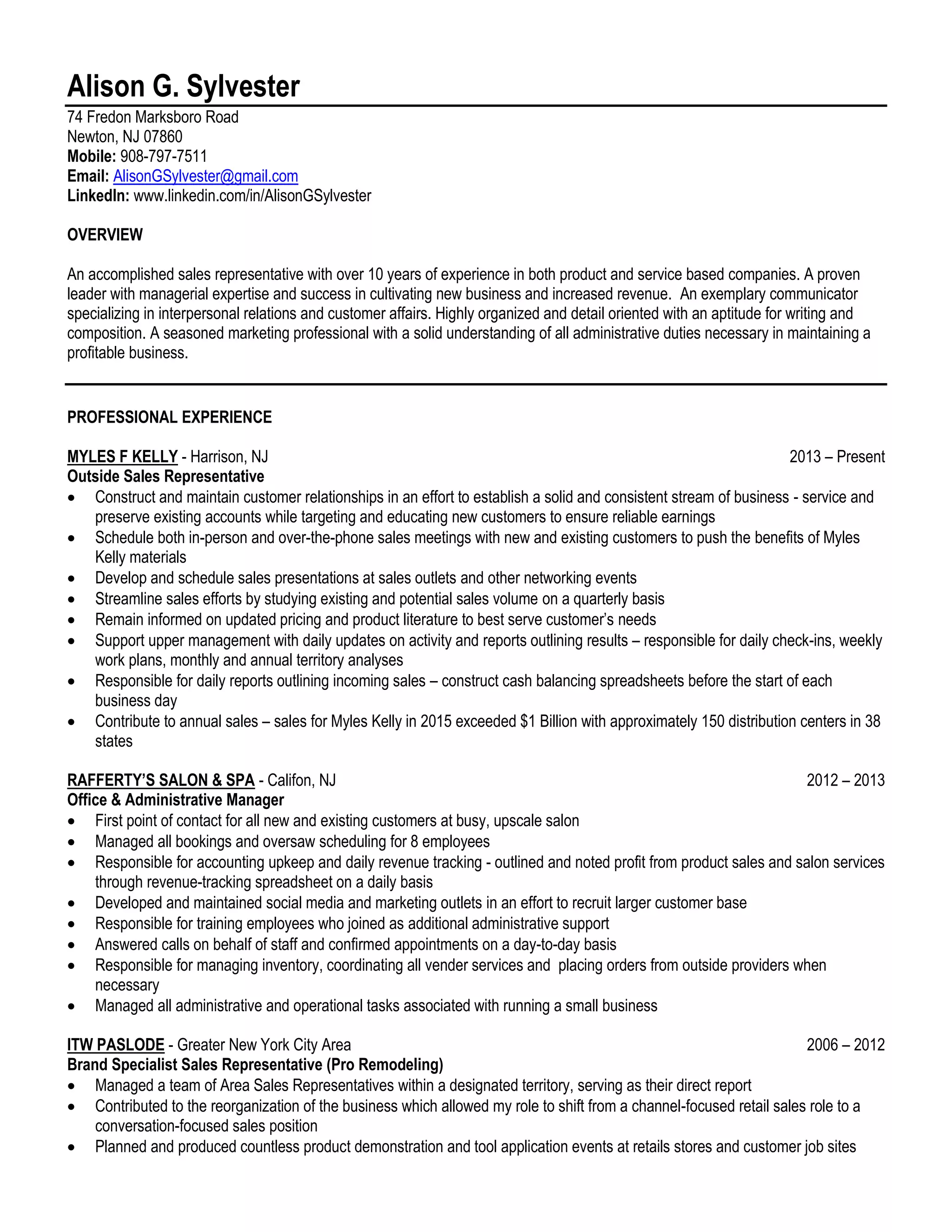 Alison G. Sylvester - Resume | PDF