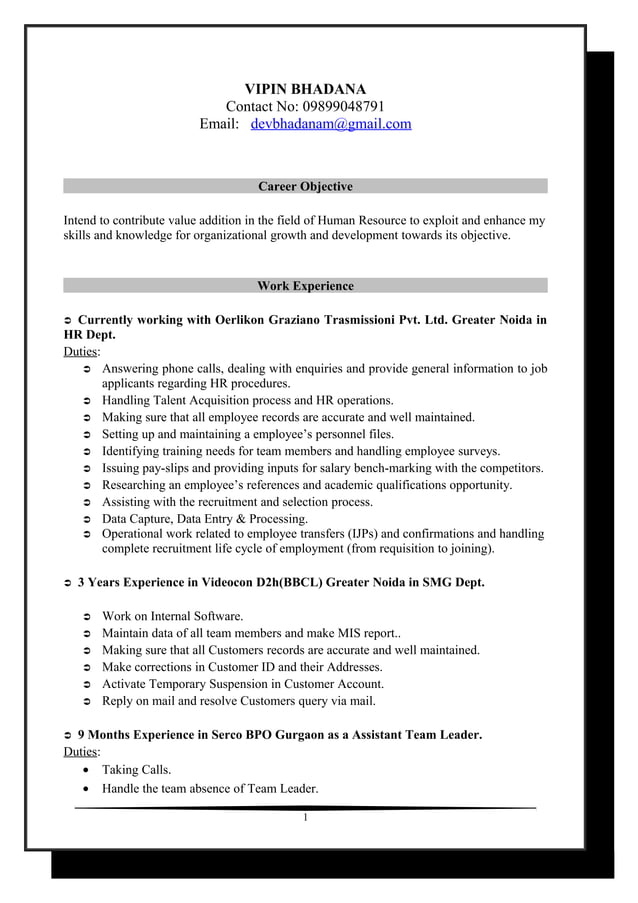 Vipin Bhadana CV | PDF