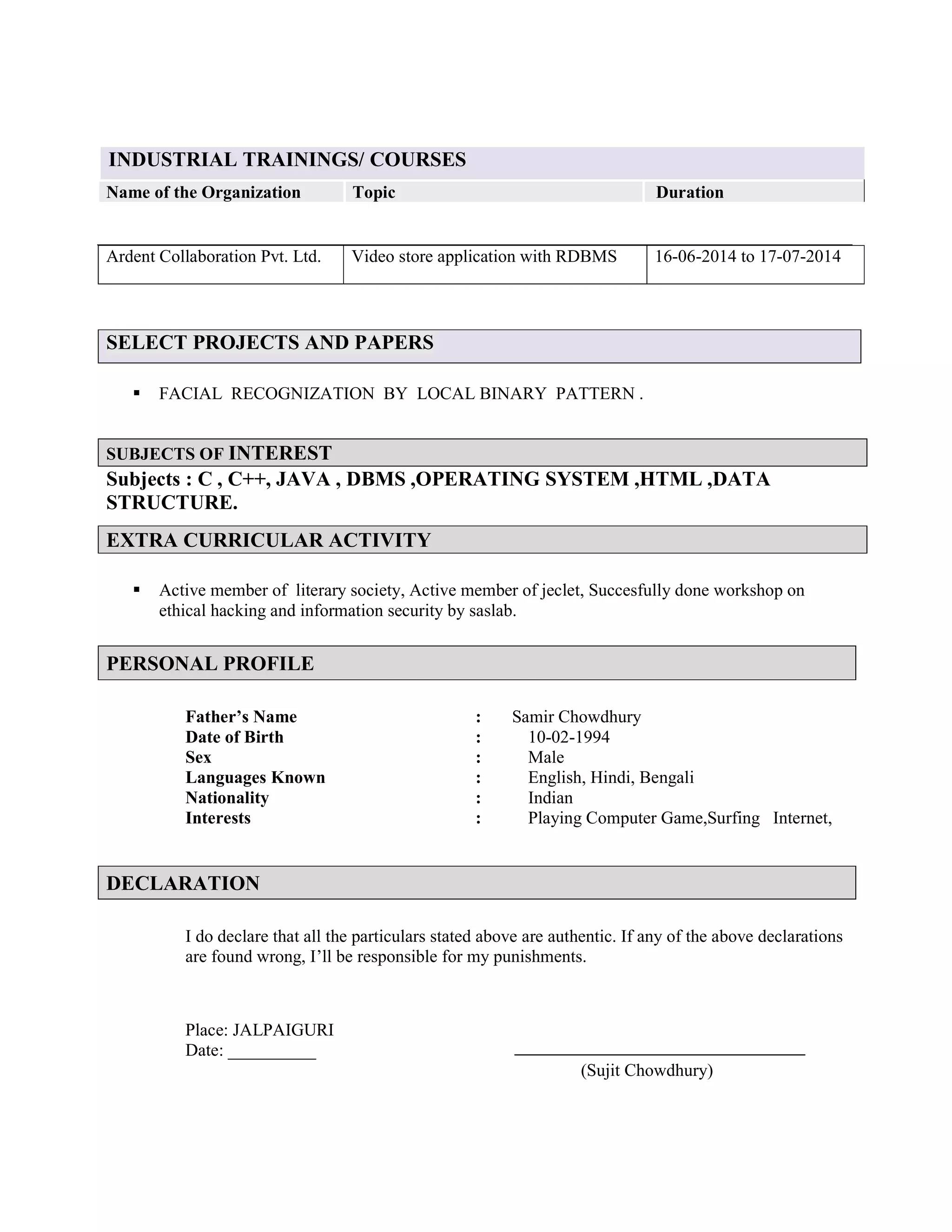 sujit resume2PDF | PDF
