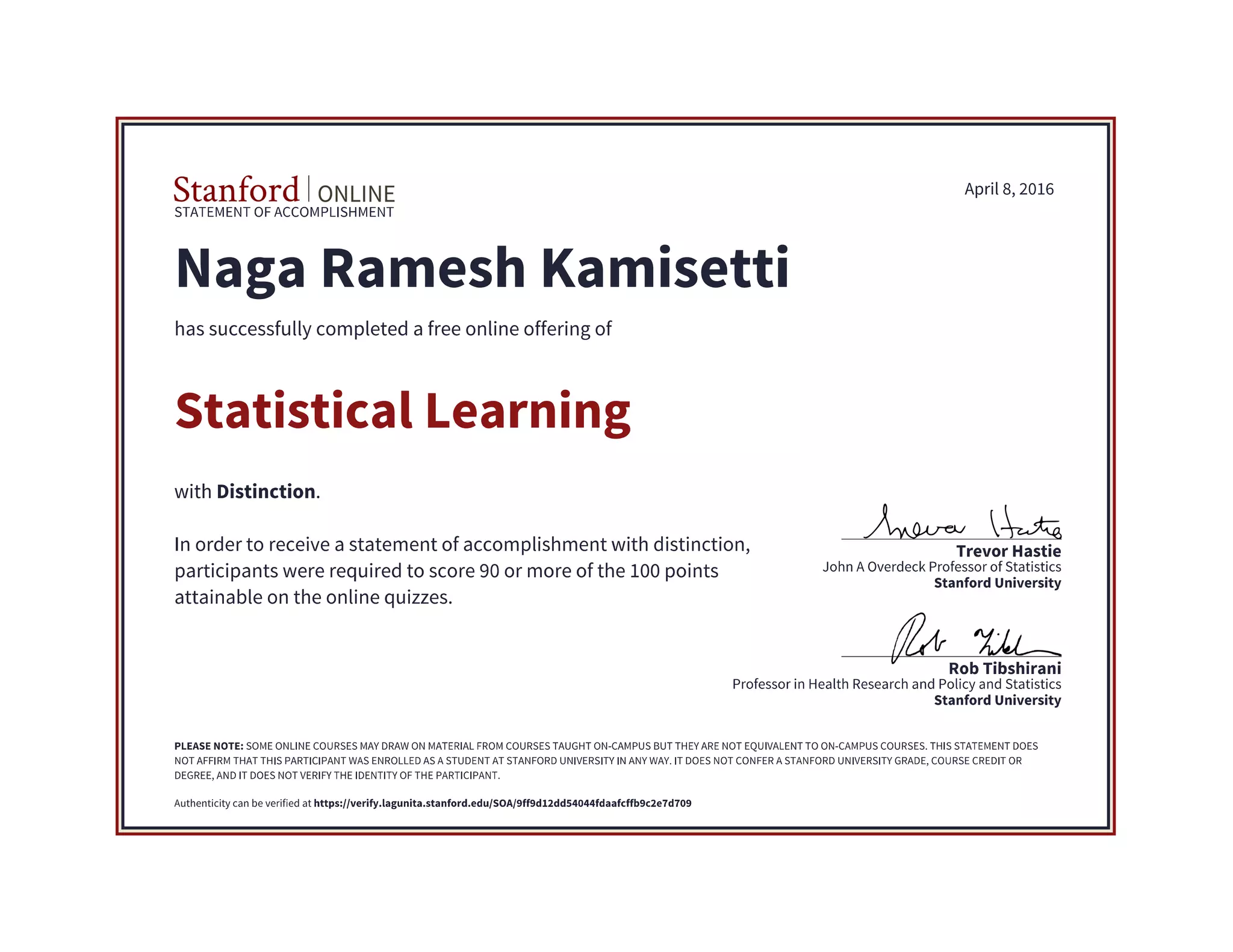 stat learning stanford statement | PPT
