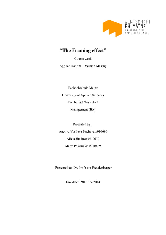 The Framing Effect | PDF | Science