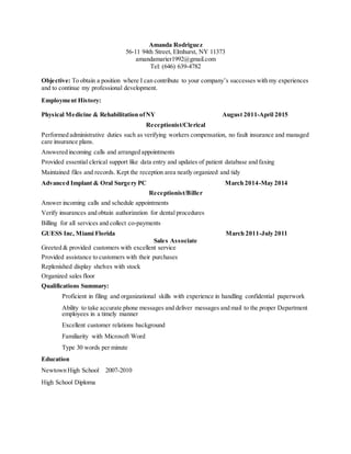 Amanda Rodriguez Resume | DOCX | Careers