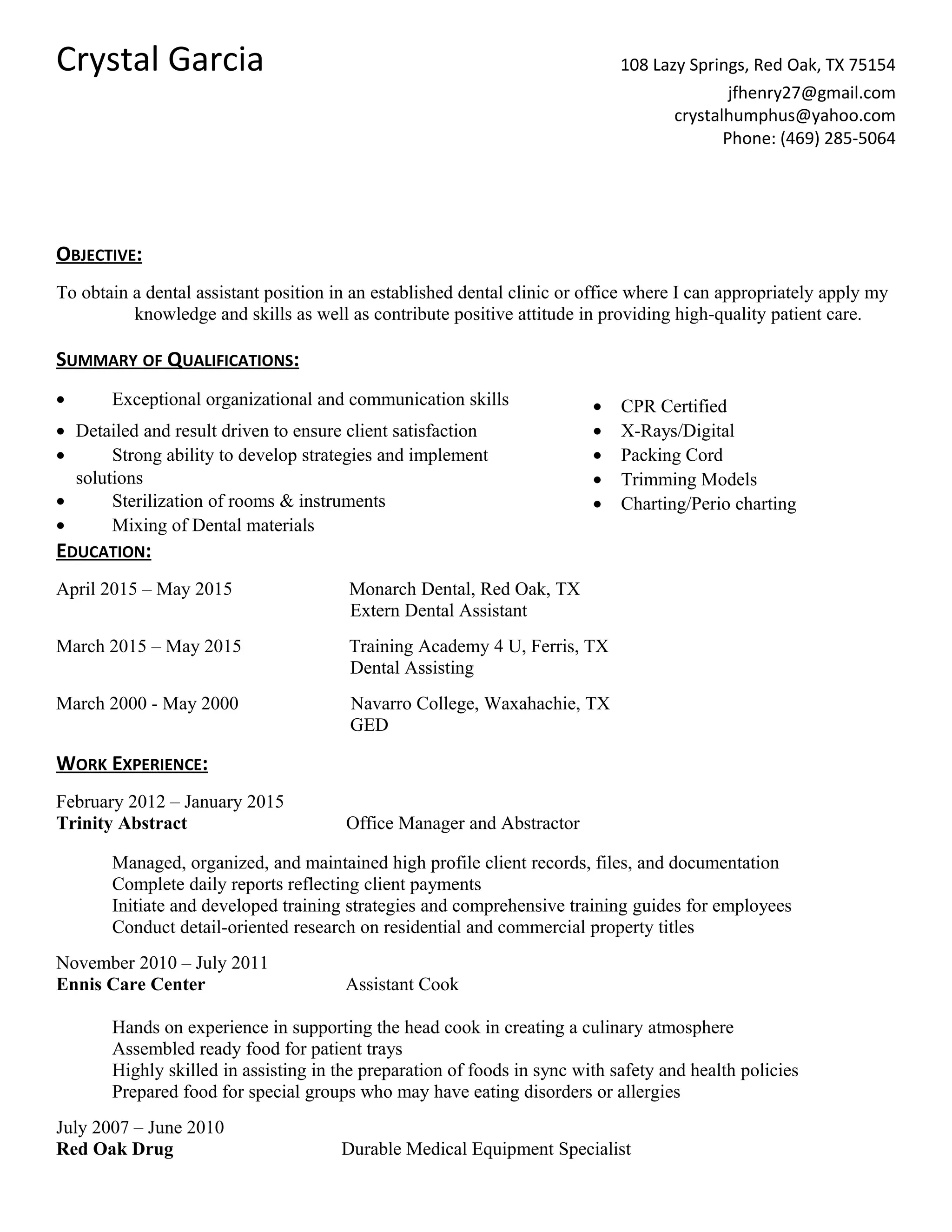 Crystal Garcia Resume | DOC