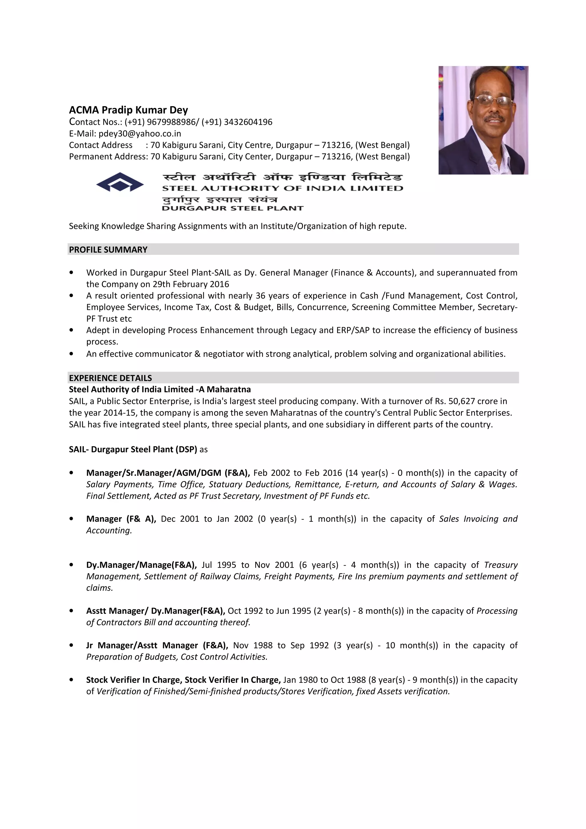 PRADIP DEY - RESUME | PDF