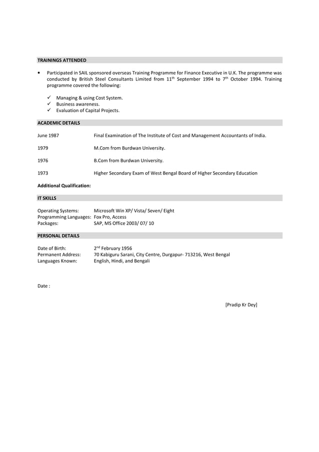 PRADIP DEY - RESUME | PDF