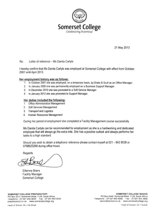 Reference letters for D Carlyle | PDF