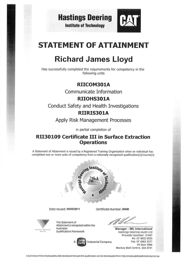 Richard Lloyd S1 S2 S3 Certificate | PDF