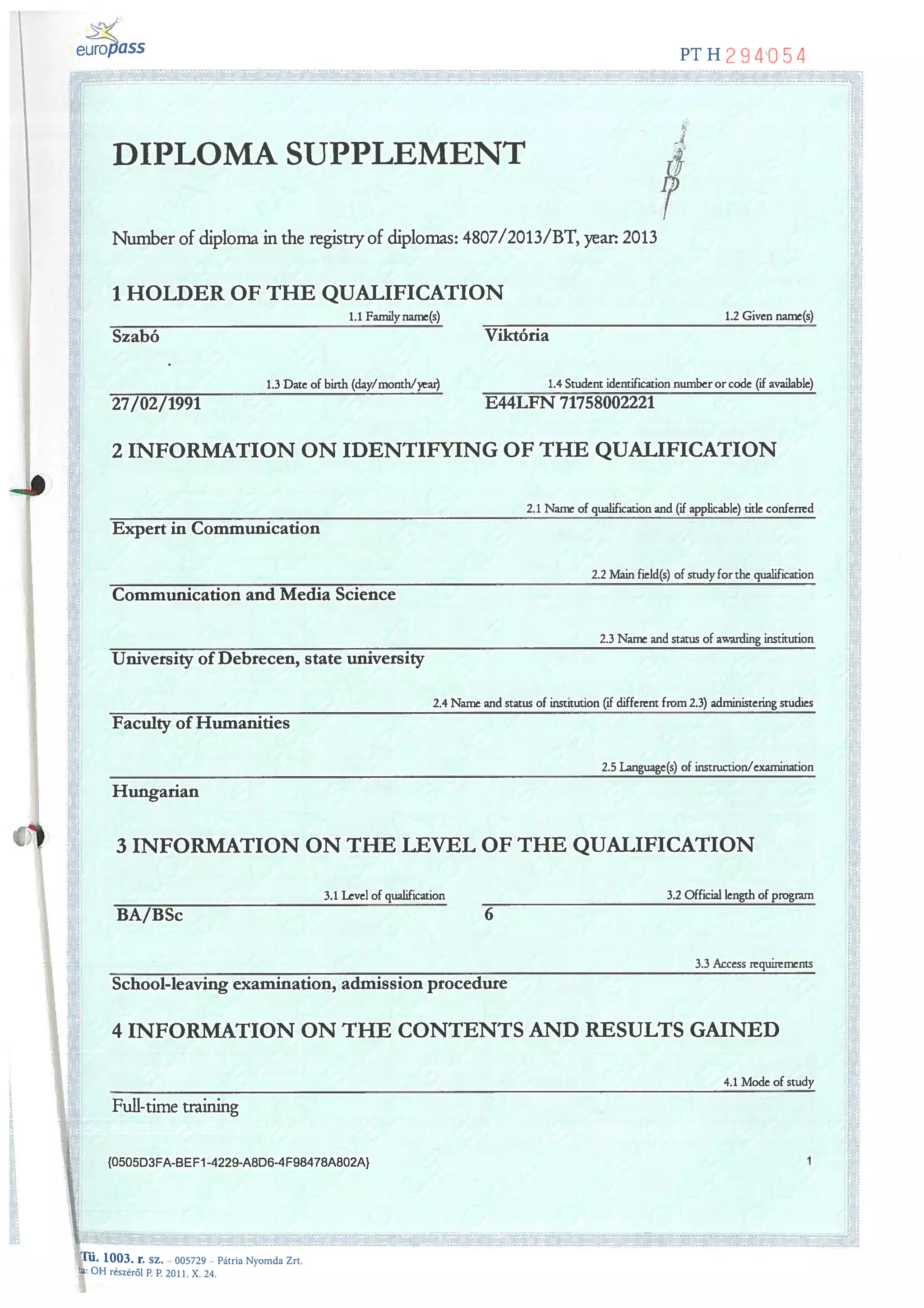 Diploma supplement | PDF