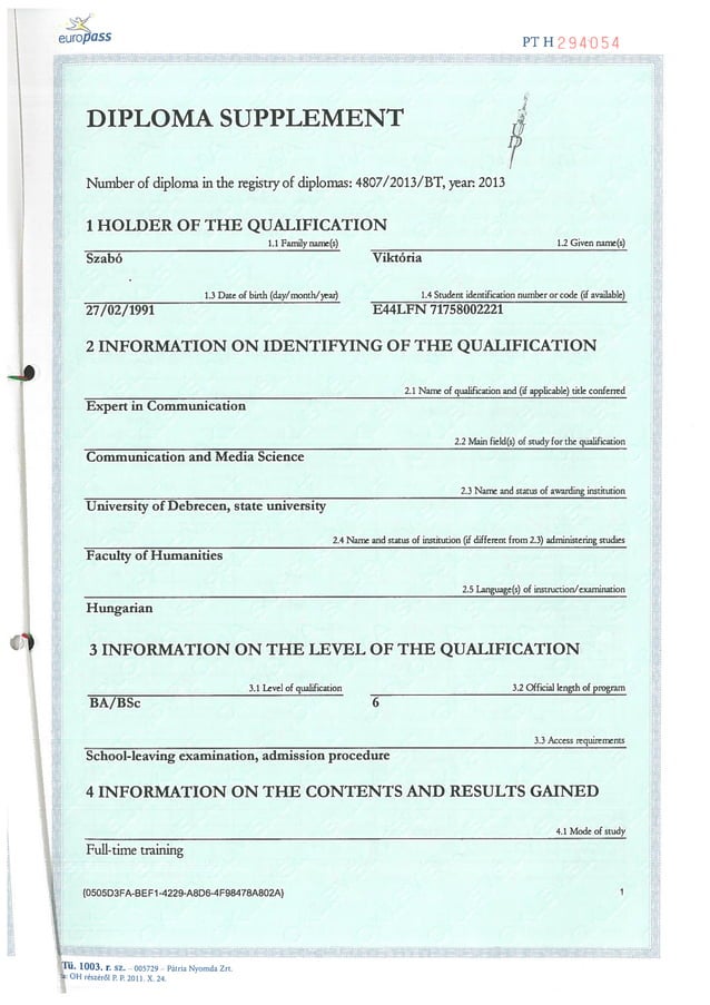 Diploma supplement | PDF