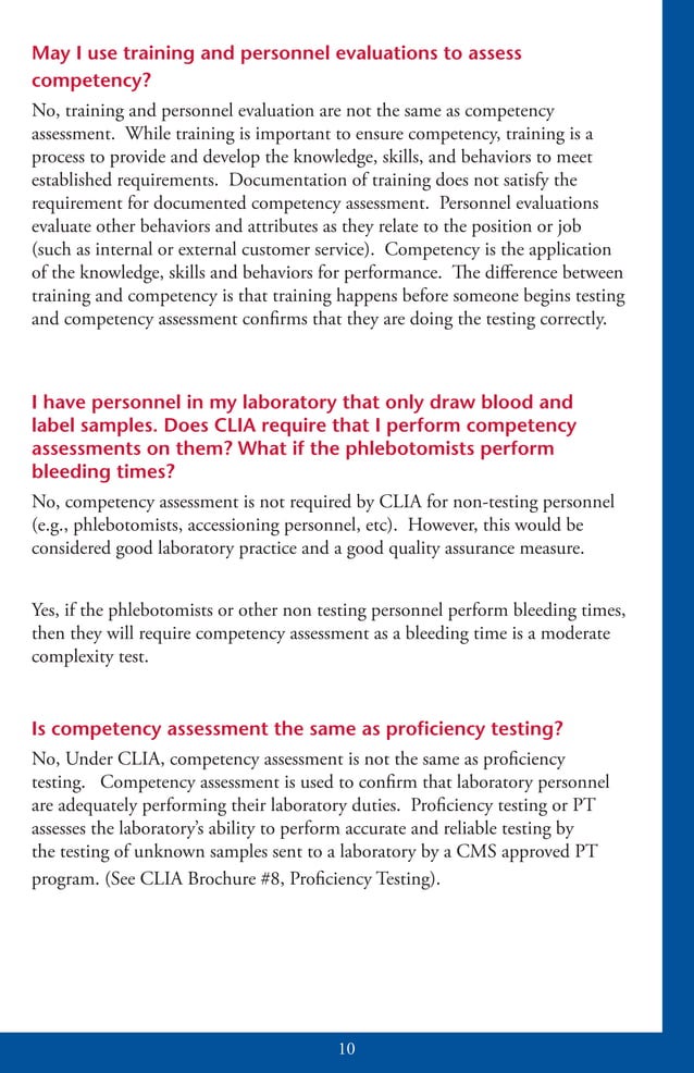 SC13-07.02_CLIA_Brochure_10_Competency_Assessment | PDF | Standardized ...