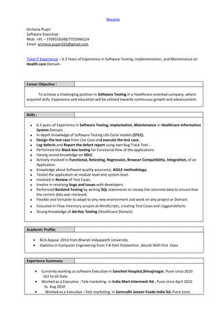 Archana Pujari Resume | DOC