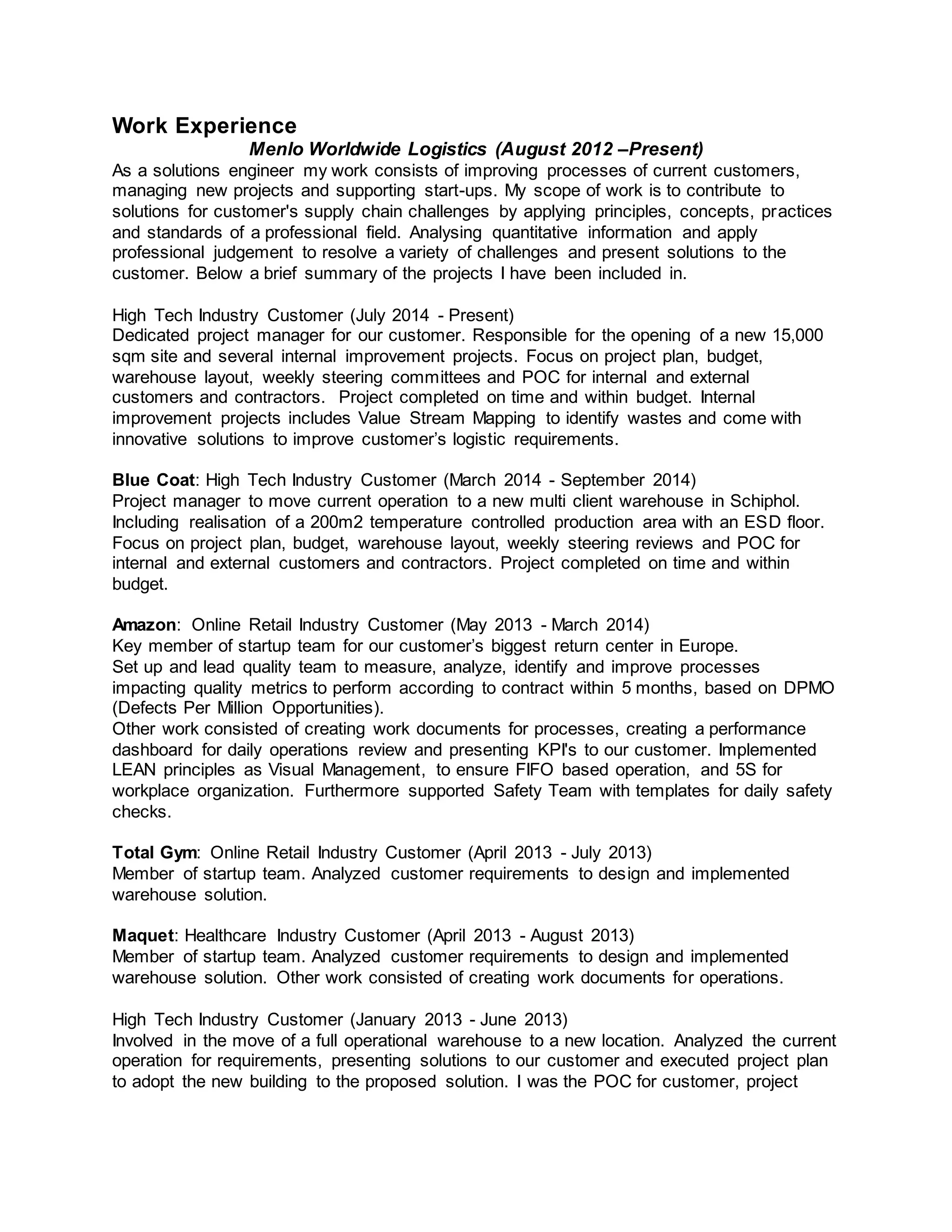 Work Experience | PDF