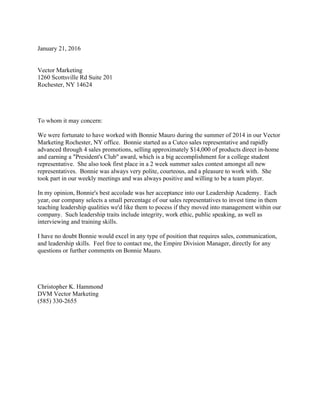 Bonnie Mauro recommendation | PDF