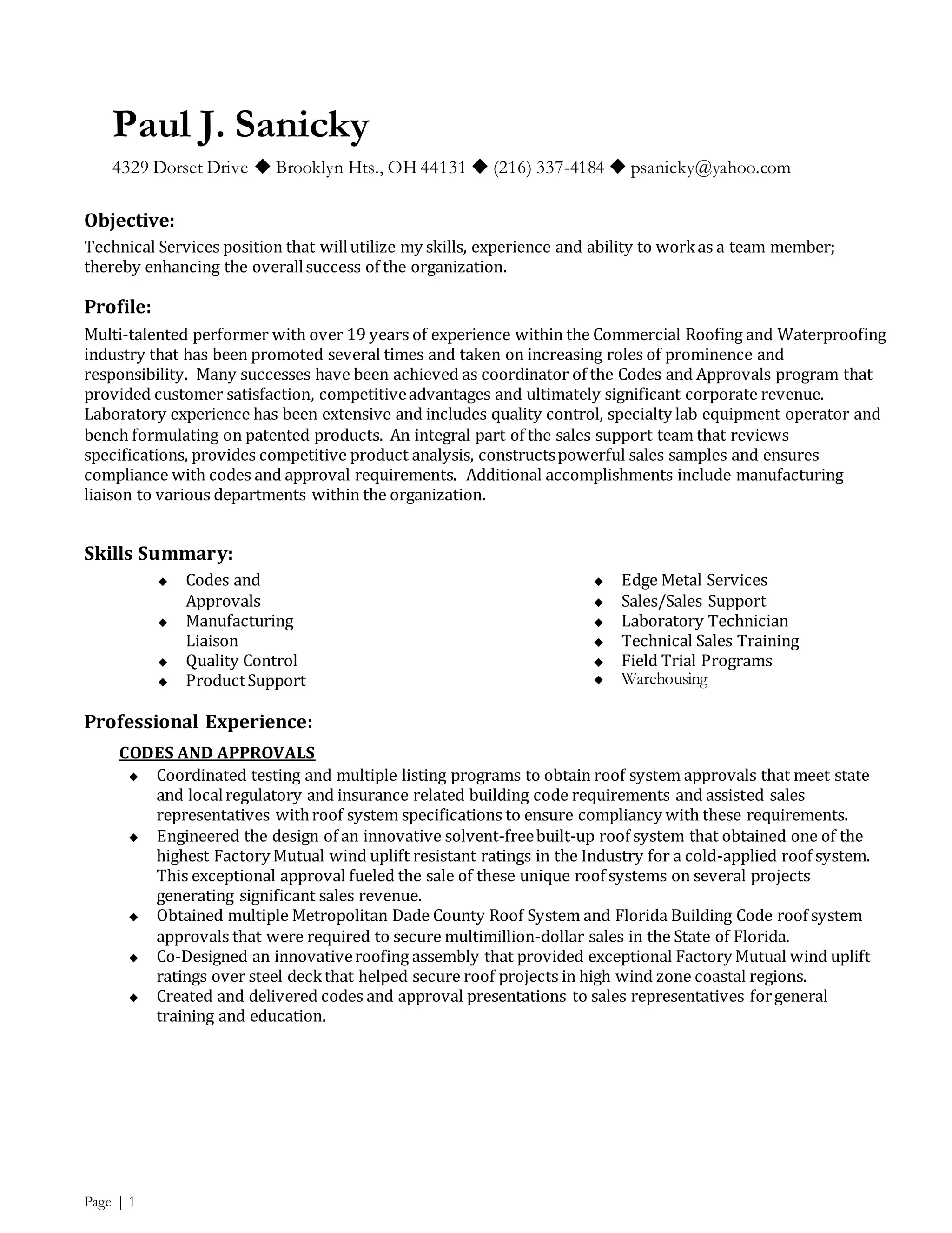 Paul Sanicky- Resume | DOCX