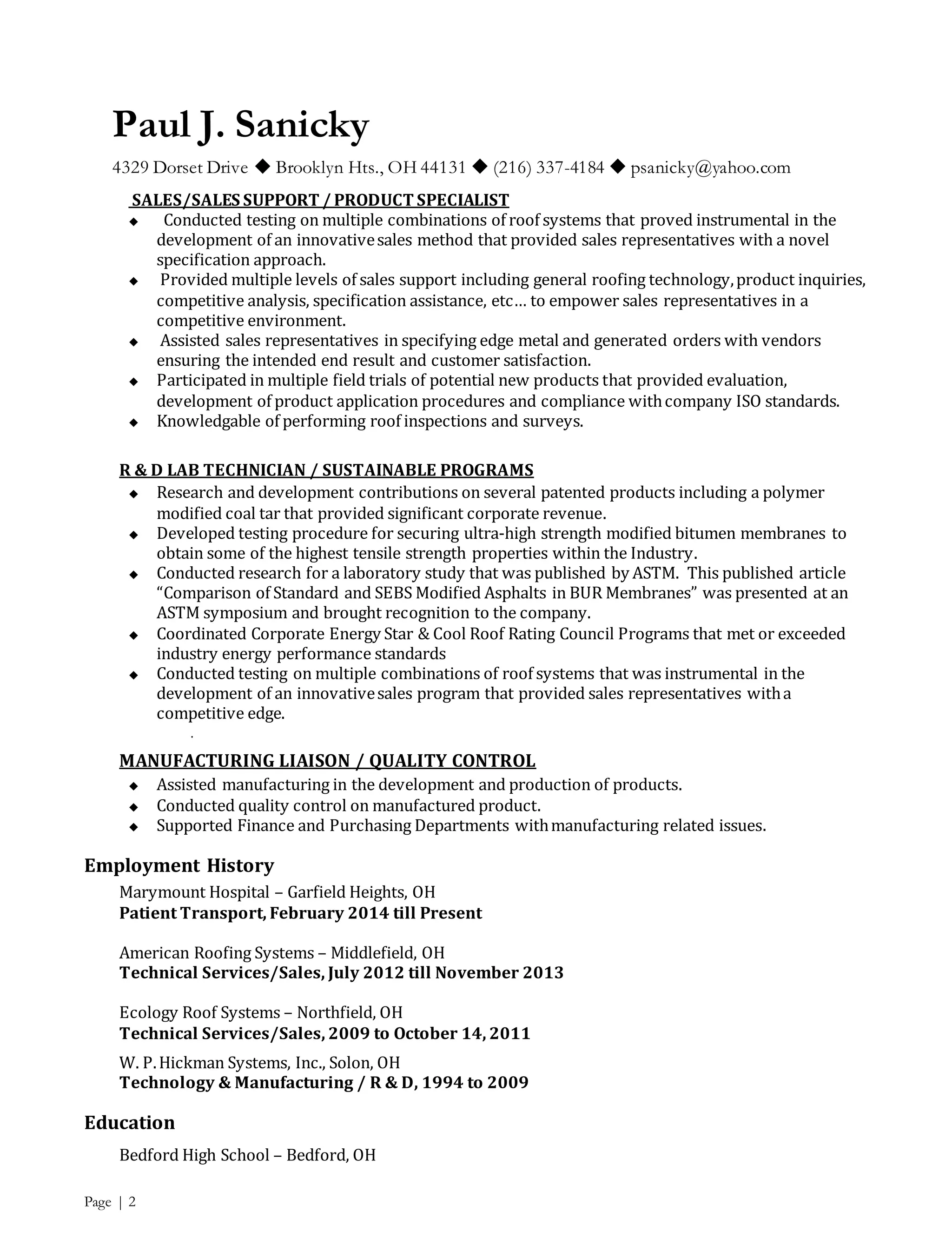 Paul Sanicky- Resume | DOCX
