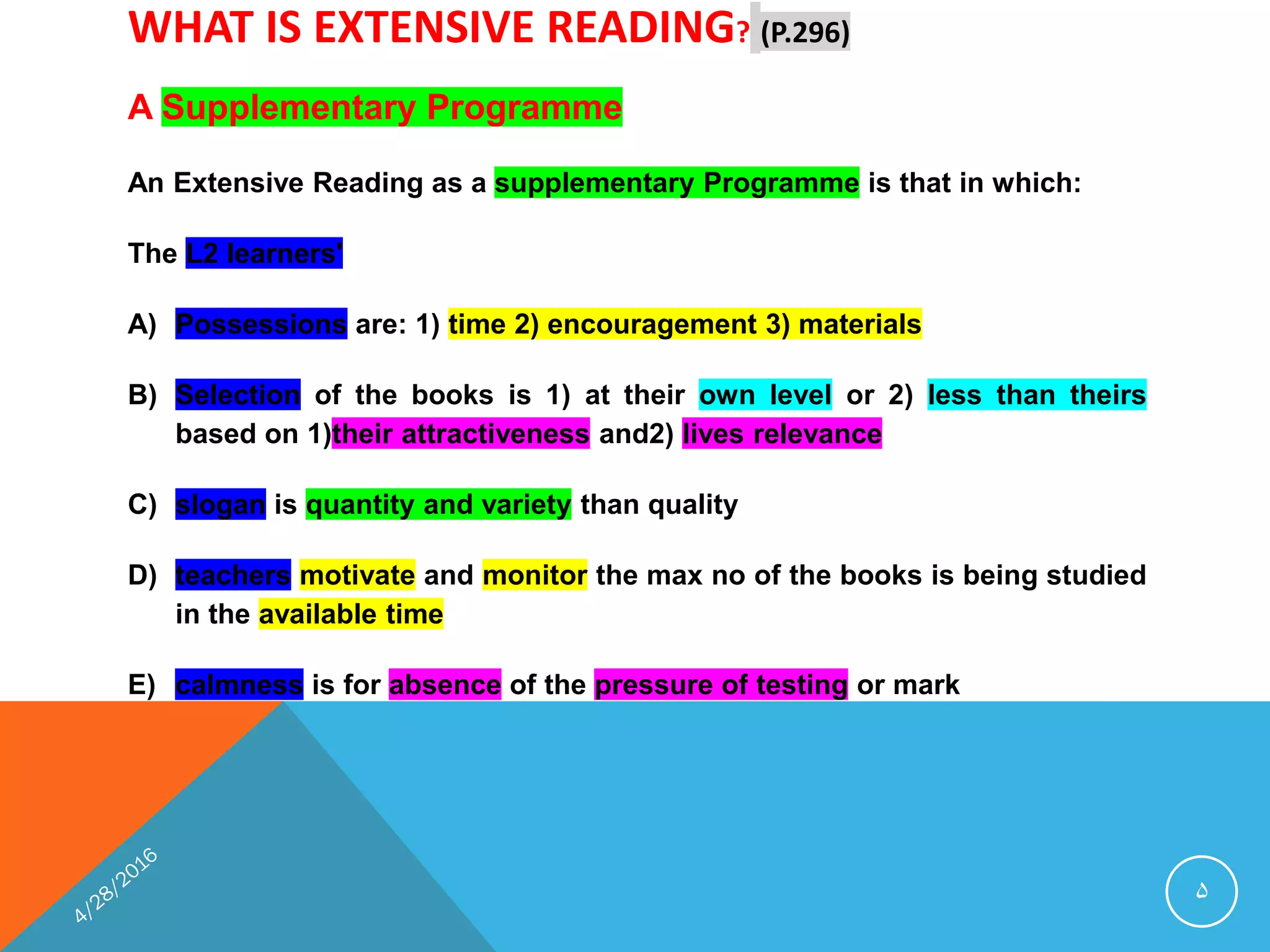 A summarise of Extensive Reading | PDF