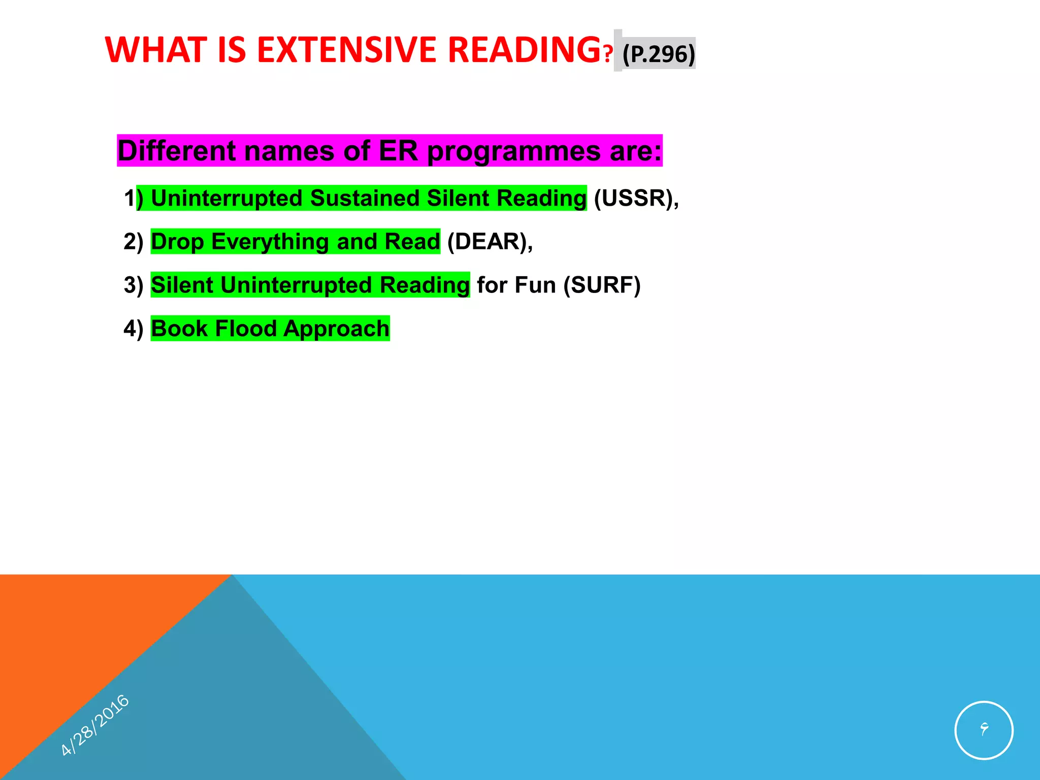 A summarise of Extensive Reading | PDF